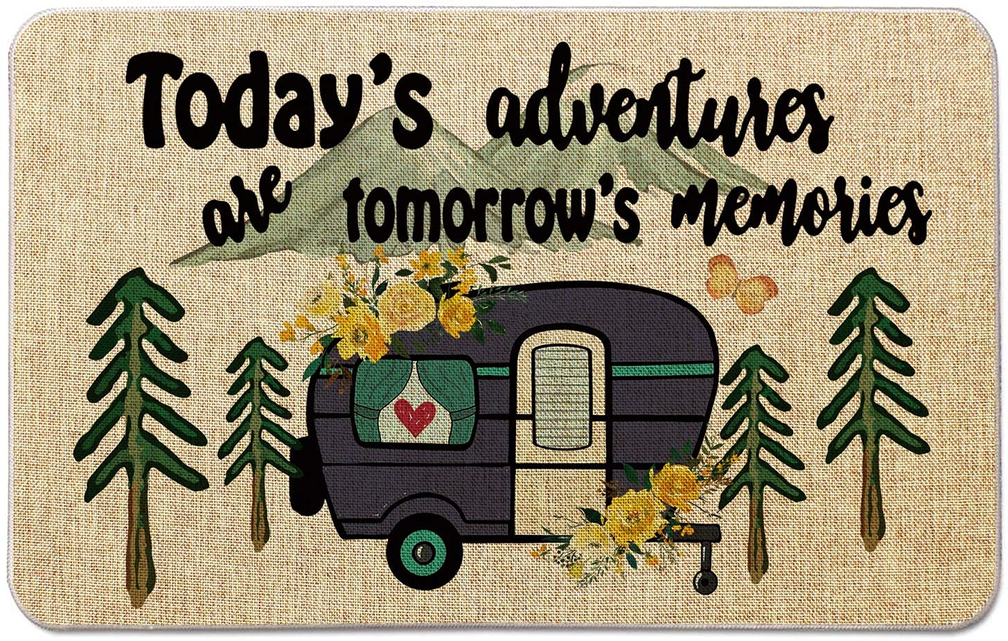 OCCdesign Burlap Camper Doormat, Camping RV Entranc Decorative Door Mat Rug -Today's Adventures