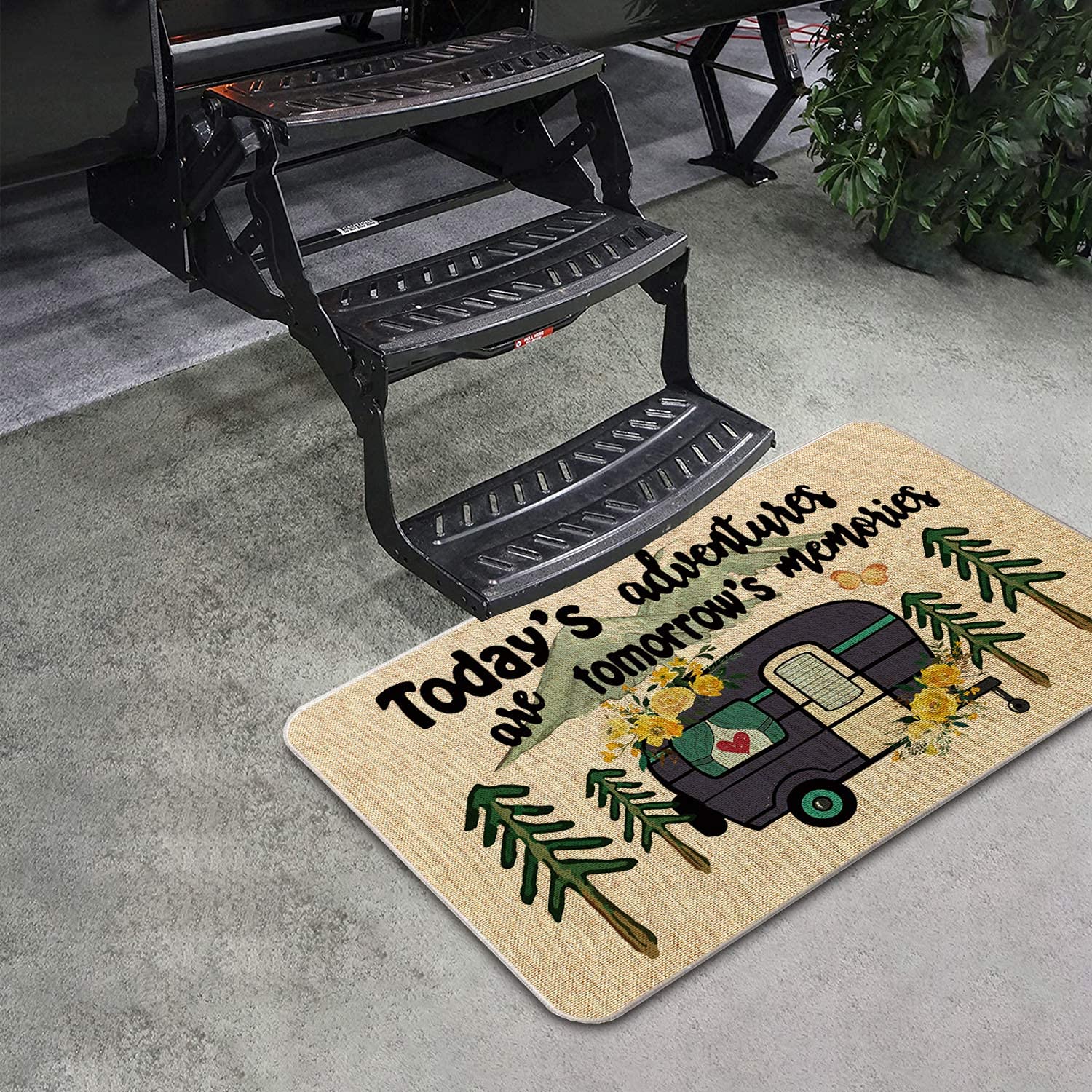 OCCdesign Burlap Camper Doormat, Camping RV Entranc Decorative Door Mat Rug -Today's Adventures