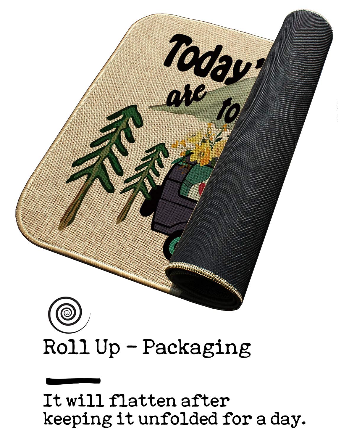 OCCdesign Burlap Camper Doormat, Camping RV Entranc Decorative Door Mat Rug -Today's Adventures