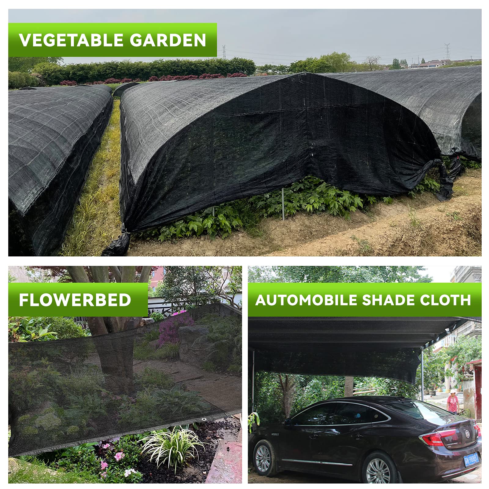 NC 70 Shade Cloth Sunblock Net 10X20 Ft Black Sun Shade Mesh Tarp for Plant Cover Greenhouse Garden Patio Backyard Swimming Pool Kennel Shade Netting