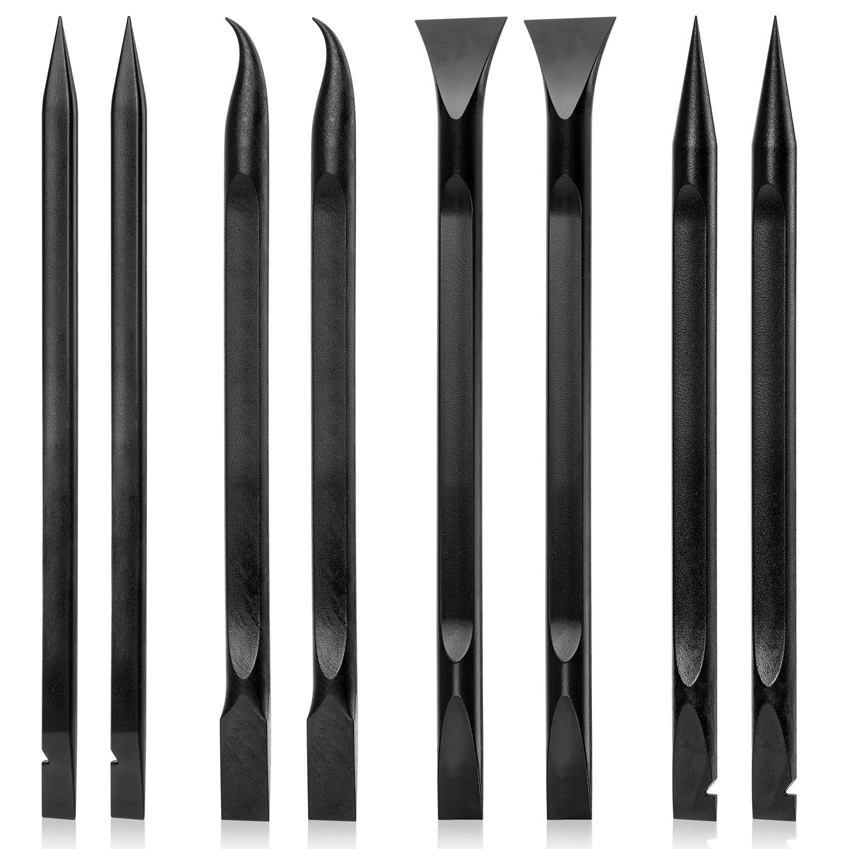 OIIKI 8 Pcs Plastic Scraper Tool, 4 Types Multi-Purpose Carbon Fiber Scraper, Non-Scratch Cleaning Tool, Pen-Shaped Scraper for Removing Labels, Stickers, Food, Paint, Oil Stains (Black)