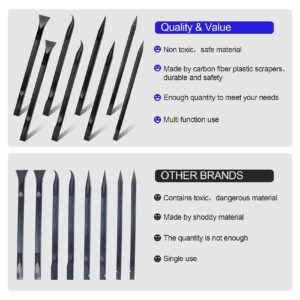 OIIKI 8 Pcs Plastic Scraper Tool, 4 Types Multi-Purpose Carbon Fiber Scraper, Non-Scratch Cleaning Tool, Pen-Shaped Scraper for Removing Labels, Stickers, Food, Paint, Oil Stains (Black)