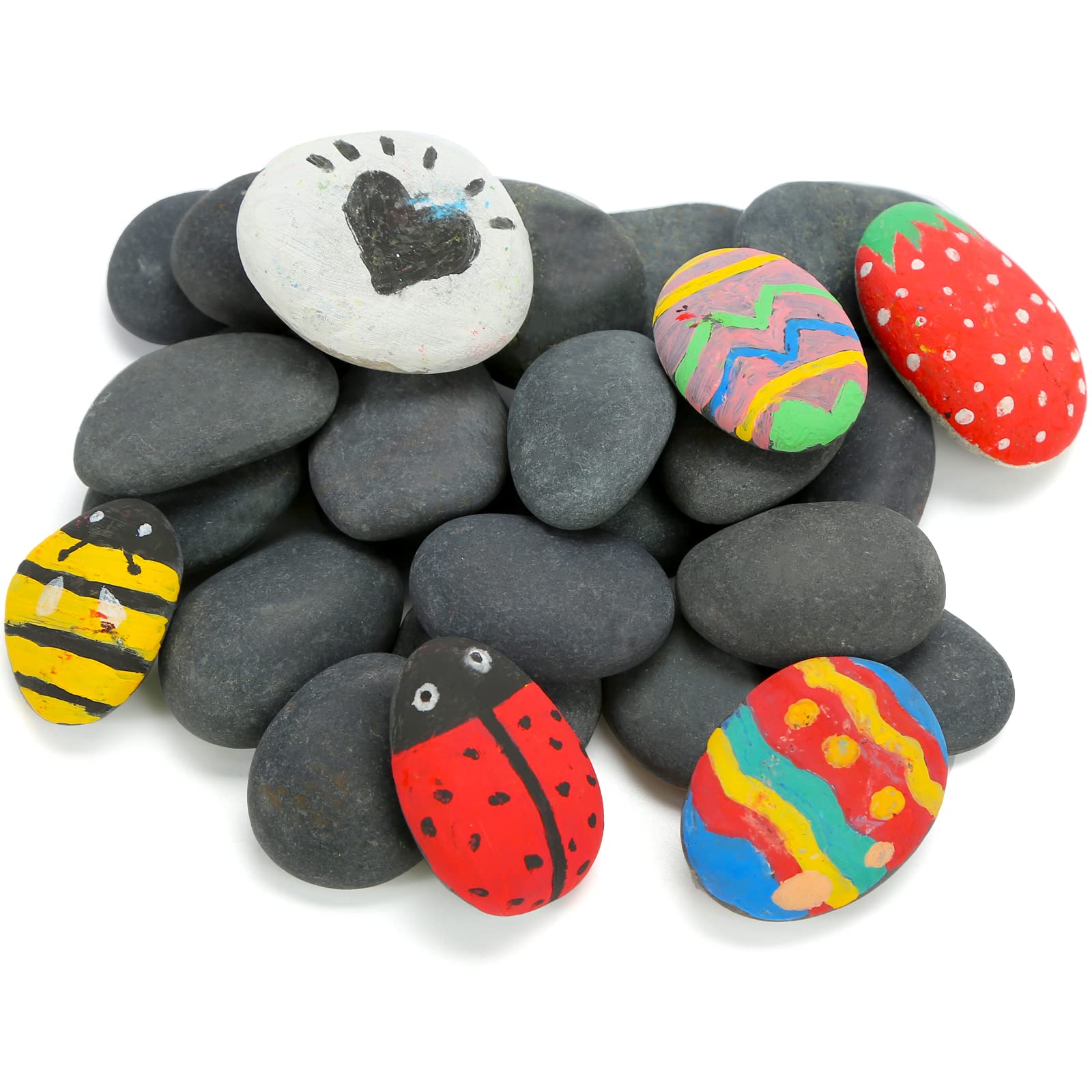 BigOtters Black Painting Rocks, 20 Painting Rocks Dark Rocks for Painting Kindness Rocks Range from About 1 to 2 inches, Hand Picked for Painting Rocks