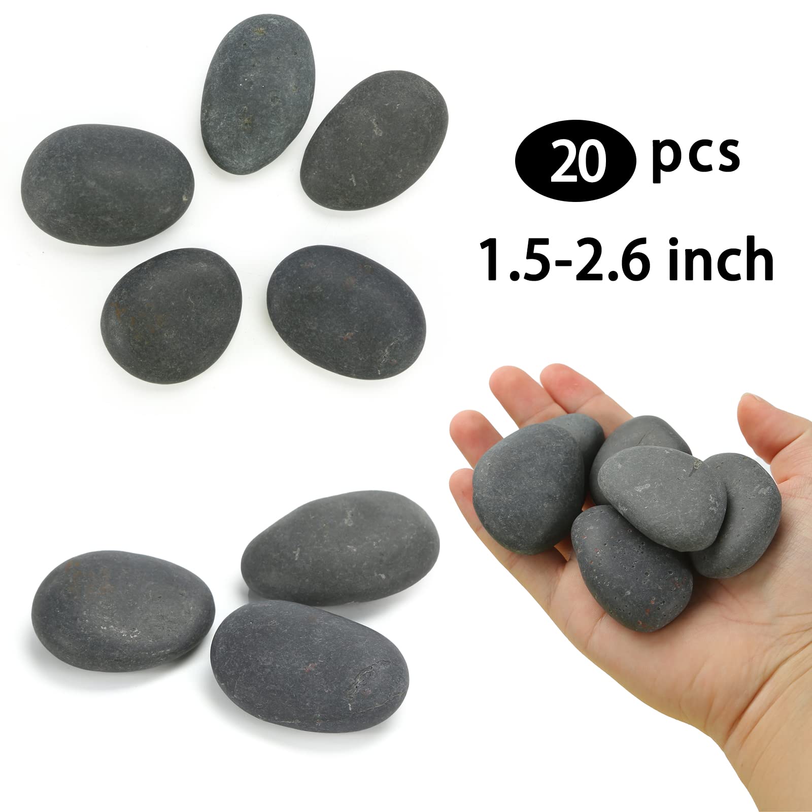 BigOtters Black Painting Rocks, 20 Painting Rocks Dark Rocks for Painting Kindness Rocks Range from About 1 to 2 inches, Hand Picked for Painting Rocks