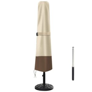 umbarlla cover waterproof heavy duty 600d oxford patio umbrella cover for 7ft to 10ft umbrella covers for umbrellas outdoor garden umbrellas parasol cover with push rod, beige&brown