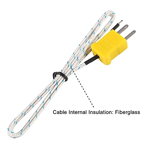 UMLIFE 1M K Type Mini-Connector Thermocouple Temperature Probe Sensor Measure Range -50~700°C,Compatible with TM902C/ TES1310 (6 Pieces)