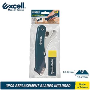 Excell Heavy Duty ACTION-9 Retractable Utility Knife with Safety Lock Design for Opening Box and Carton, Box Cutter With Extra 3pc Blades (ACTION-9)