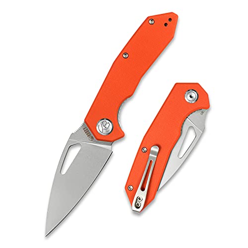 KUBEY Coeus KU122D 7.28" Thumb Open Pocket Knife, High Flat Ground Blade and Ergonomic G10 Handle Small Knife for Camping Hunting and Everyday Carry