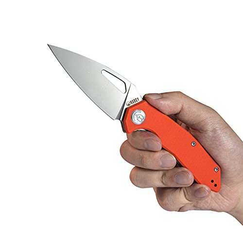 KUBEY Coeus KU122D 7.28" Thumb Open Pocket Knife, High Flat Ground Blade and Ergonomic G10 Handle Small Knife for Camping Hunting and Everyday Carry