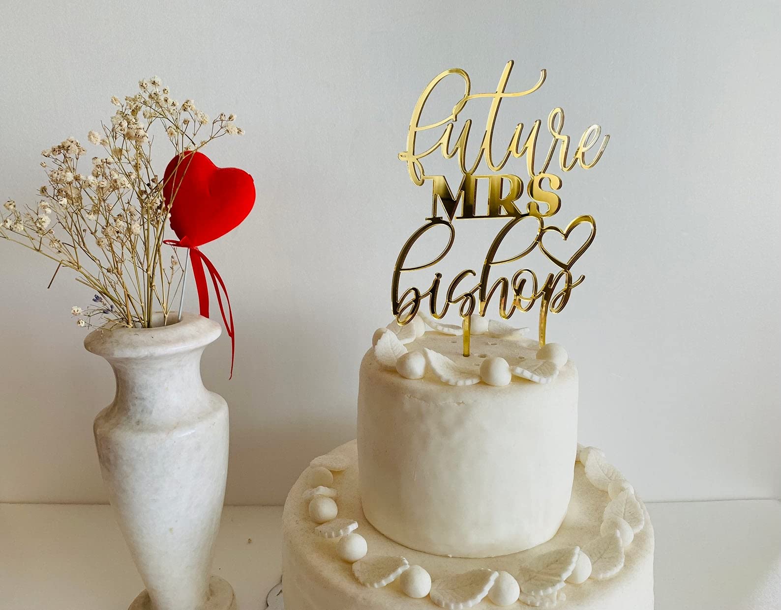 Personalized Future Mrs Cake Topper, Custom Name Cupcake Topper with Heart, Bridal Shower Decor, Calligraphy, Bachelorette, Engagement, Wedding Cake Topper, Hand Lettered, Script, Table Centerpiece