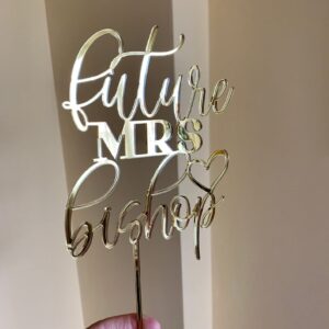 Personalized Future Mrs Cake Topper, Custom Name Cupcake Topper with Heart, Bridal Shower Decor, Calligraphy, Bachelorette, Engagement, Wedding Cake Topper, Hand Lettered, Script, Table Centerpiece