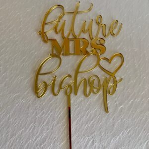 Personalized Future Mrs Cake Topper, Custom Name Cupcake Topper with Heart, Bridal Shower Decor, Calligraphy, Bachelorette, Engagement, Wedding Cake Topper, Hand Lettered, Script, Table Centerpiece