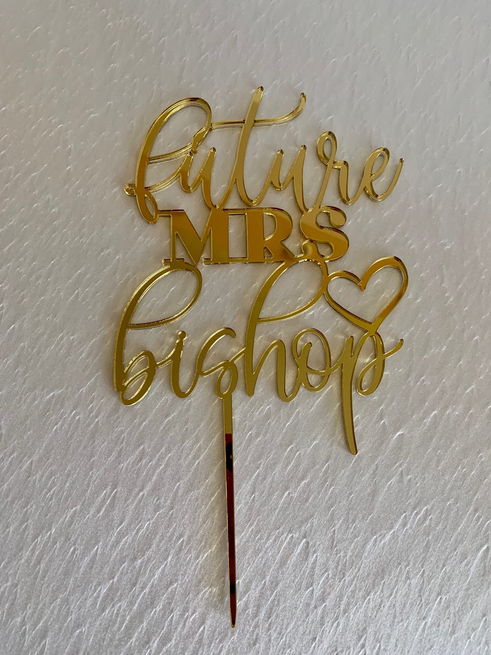 Personalized Future Mrs Cake Topper, Custom Name Cupcake Topper with Heart, Bridal Shower Decor, Calligraphy, Bachelorette, Engagement, Wedding Cake Topper, Hand Lettered, Script, Table Centerpiece