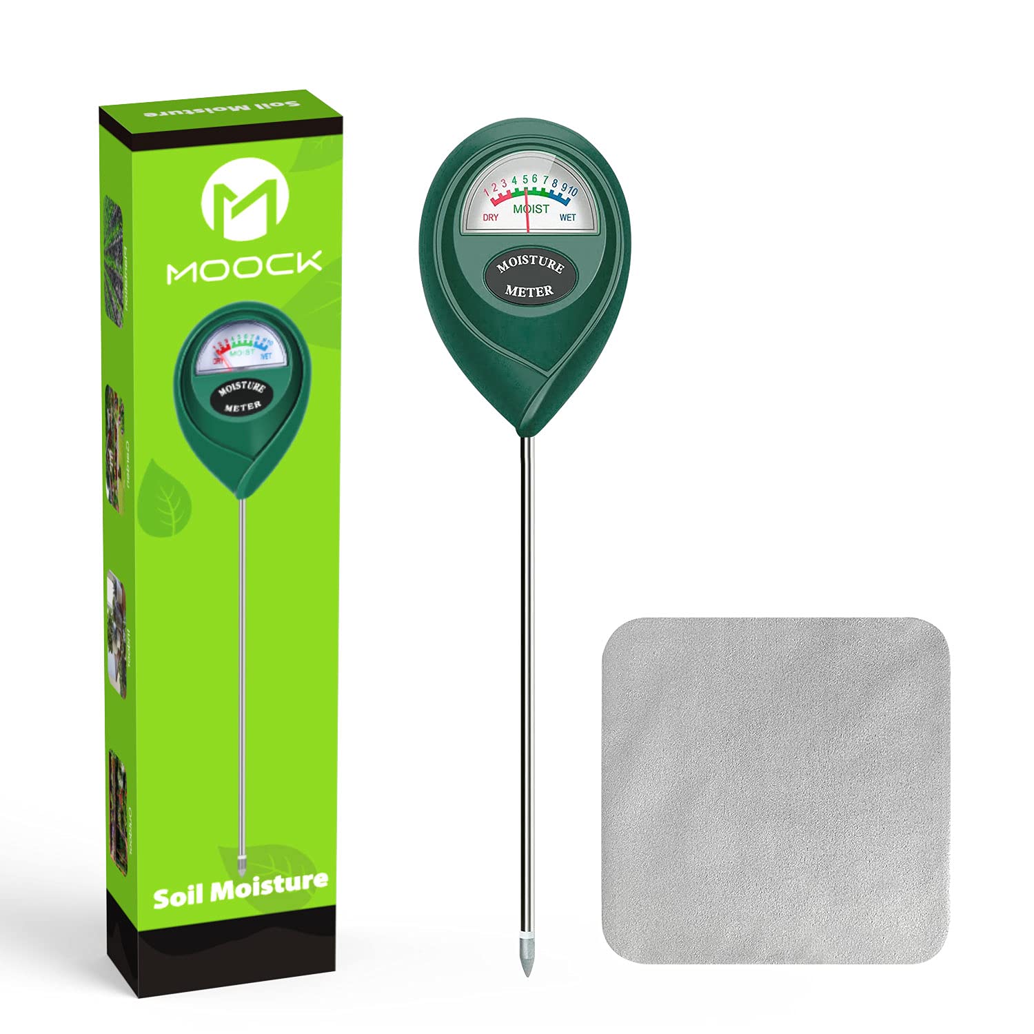 MOOCK Soil Moisture Meter, Portable Plant Soil Test Kit Indoor Outdoor Use, Hygrometer Moisture Sensor Water Meter for Potted Plants Succulents Trees Lawn Farm Garden, No Battery Needed, Easy to Read