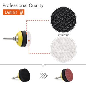 NYNM 4Pcs 2 Inch Hook and Loop Sanding Pad for Sanding Discs with 1/4 inches Dia Shank Drill Attachment + Soft Foam Layer Buffering Pad (8 Pack)