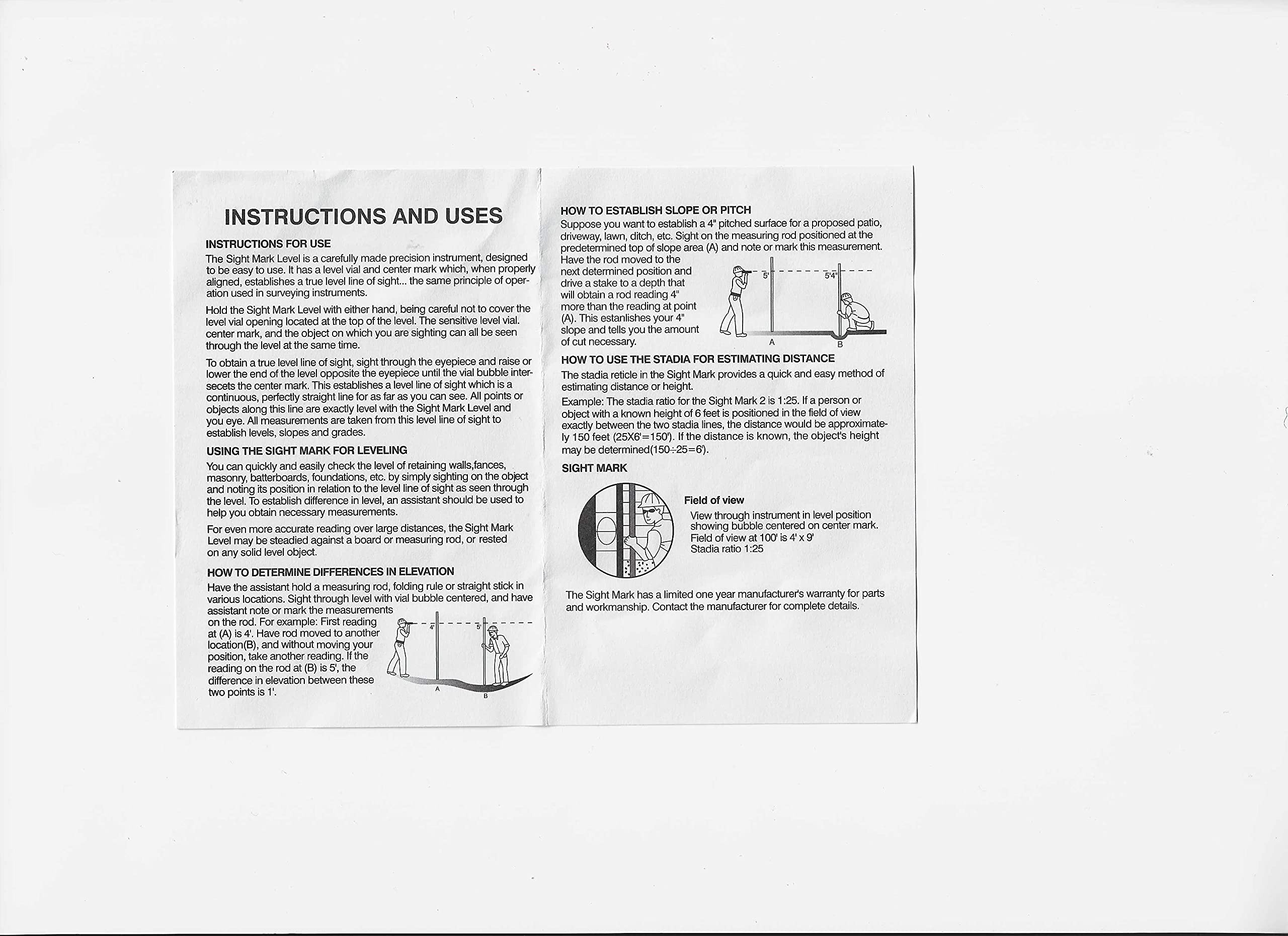 Hand Level, Pocket Sight Level Handheld Elevation Level for Surveying Level 2.5X，Spirit Level