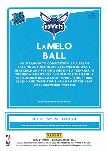 2020-21 Panini Donruss Basketball #202 LaMelo Ball Rookie Card - Rated Rookie