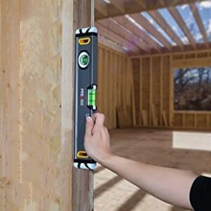 PREXISO 16IN Anti-Shock Spirit Level, Aluminum Alloy Construction, V-Groove, with Bonus 16-feet Tape Measure, Ideal for Decoration, Home Furnishings, Construction