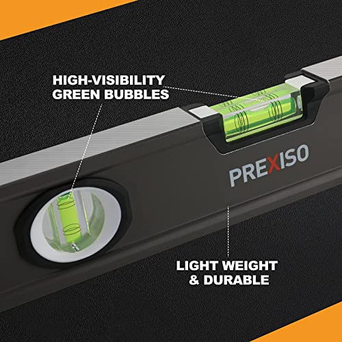 PREXISO 16IN Anti-Shock Spirit Level, Aluminum Alloy Construction, V-Groove, with Bonus 16-feet Tape Measure, Ideal for Decoration, Home Furnishings, Construction