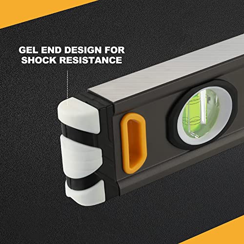 PREXISO 16IN Anti-Shock Spirit Level, Aluminum Alloy Construction, V-Groove, with Bonus 16-feet Tape Measure, Ideal for Decoration, Home Furnishings, Construction