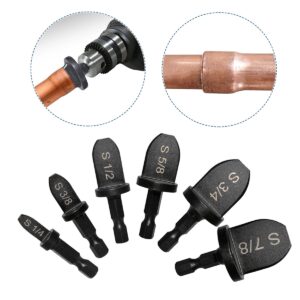 SeonFook 6 PCS Swaging Tool Drill Bit Set 1/4-Inch Hex Shank HVAC Tool Copper Pipe Flaring Bits Portable Tube Expander Drill Bit Repairing Kit (1/4'', 3/8'', 1/2'', 5/8'', 3/4'', 7/8'')