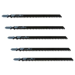 Qjaiune 5Pcs T344D T-Shank Jigsaw Blades, 6 Inch Long Jigsaw Blades High Carbon Steel Jig Saw Blade for Quick Cutting Wood Plywood Hardwood PVC Plastic