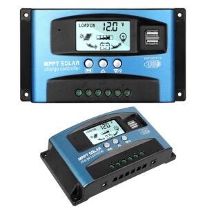 eeekit mppt 100a solar charge controller, upgraded solar panel 12v 24v dual usb intelligent regulator, adjustable parameter backlight lcd display and timer setting, multi-function protection