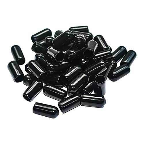 50pcs Vinyl Flexible End Caps, Rubber End Caps, Black Bolt Screw Thread Protector Safety Cover (1/4 Inch 6.5 mm)