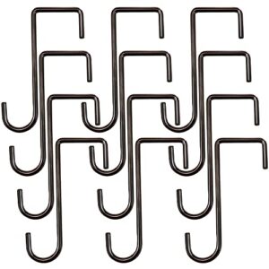 higift 12 pack vinyl fence hooks, 2 x 6 inch patio hangers powder coated steel pergola hooks for hanging plants,bird feeders,bird house,outdoor string lights,pool towels equipment tools - brown