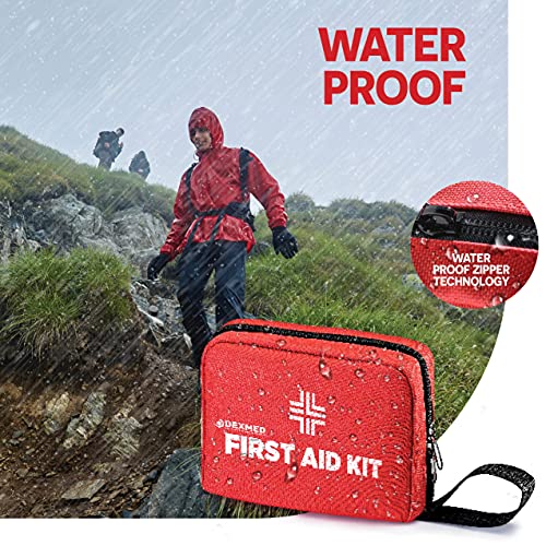 Dexmed Small First Aid Kit with Professional Medical Supplies and Survival Equipment - Lightweight, Waterproof, and Compact Medical Kit for Home, Travel, Camping, Hiking, Car, Office