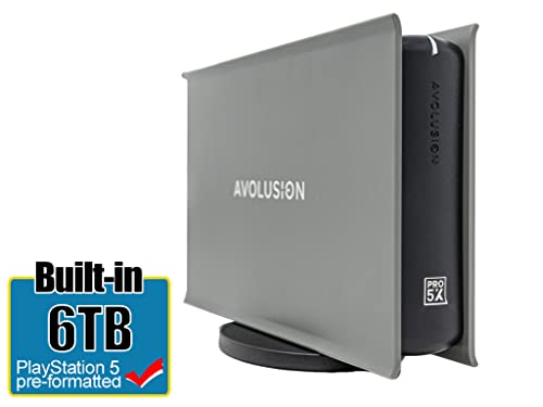 Avolusion PRO-5X Series 6TB USB 3.0 External Gaming Hard Drive for PS5 Game Console (Grey) - 2 Year Warranty