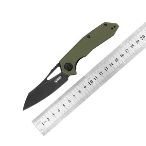 KUBEY Vagrant KU291 Folding Knife, Everyday Carry Pocket Knives 3" AUS10 S.S and G10 Handle with Deep Carry Clip Outdoor Knife for Men and Women (Green)