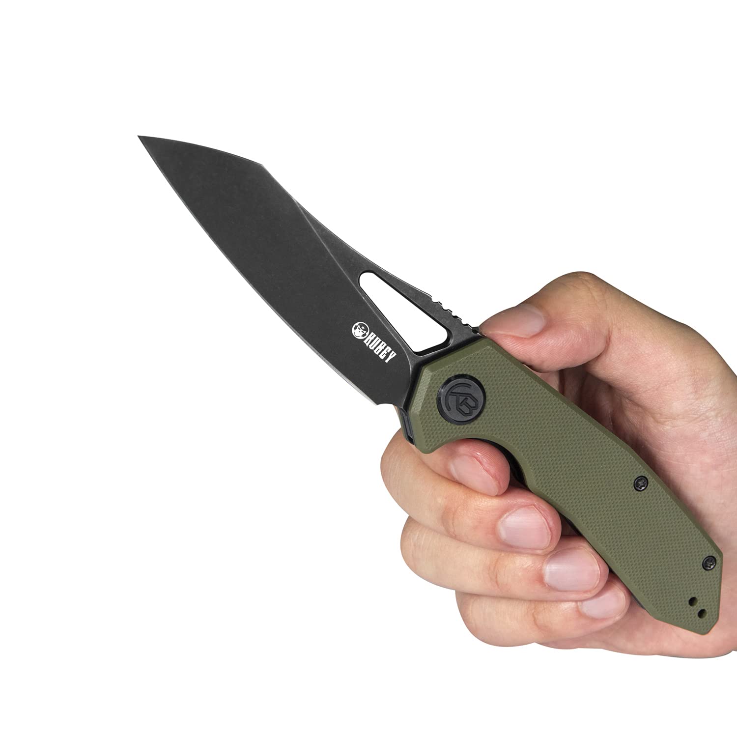 KUBEY Vagrant KU291 Folding Knife, Everyday Carry Pocket Knives 3" AUS10 S.S and G10 Handle with Deep Carry Clip Outdoor Knife for Men and Women (Green)