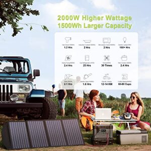 ALLPOWERS S2000 1500Wh Solar Generator with Solar Panels included 2000W Portable Power Station with 2 Foldable Solar Panels 100W for Battery Backup Electric Vehicle RV Emergency