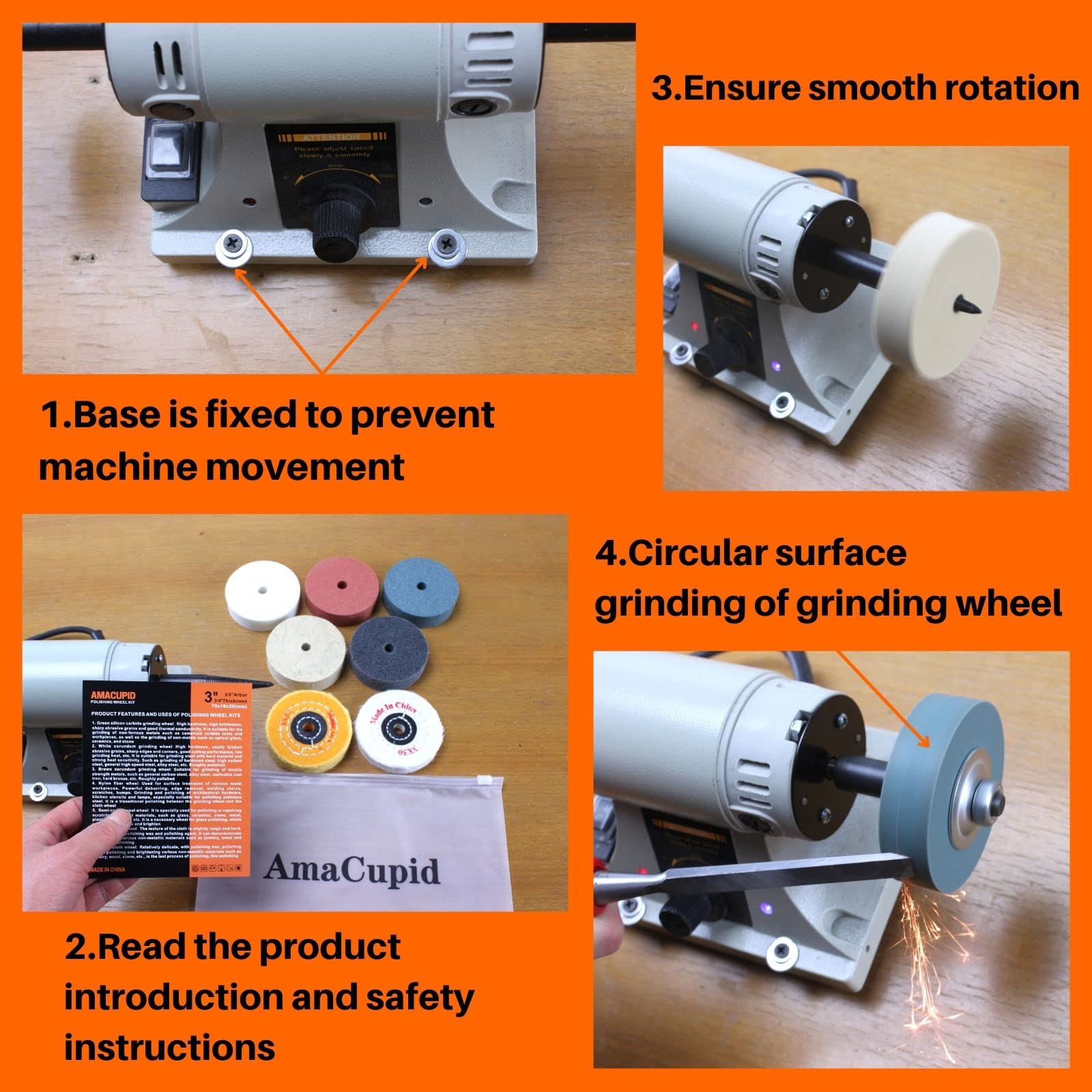 Amacupid Buffing Wheel Kits 3 inch (7 Pieces). for Mini Bench Grinder Electric Dril. Sharpening Knives Rust Removal Polishing.for Home DIY Grinding Polishing. Valentine Father's Day Gifts