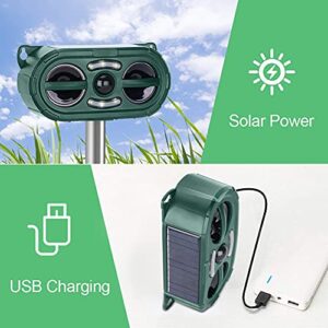 Solar Ultrasonic in Repellent Defender Rat, Squirrel, Deer, Raccoon, Skunk, Rabbit, Mole, Dog, Cat, Waterproof with Motion Detector