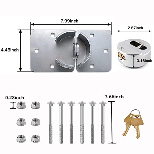 osea 2 Pack Van Door Padlock Heavy Duty Solid Steel Hasp 73MM Garage Shed Door Lock Security Padlock Nut with 4 Keys for Trucks, Gates, Vans and Vending Machines (A)