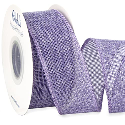 Ribbli Light Purple/Lavender Burlap Wired Ribbon,1-1/2 Inch x 10 Yard, Easter Wired Edge Ribbon for Big Bow,Wreath,Tree Decoration,Outdoor Decoration