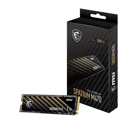 MSI SPATIUM M470 PCIe 4.0 NVMe M.2 1TB Internal SSD PCIe Gen4 NVMe 1.3 3D NAND 3300 TBW (SPATIUM M470 PCIe 4.0 NVMe M.2 1TB)