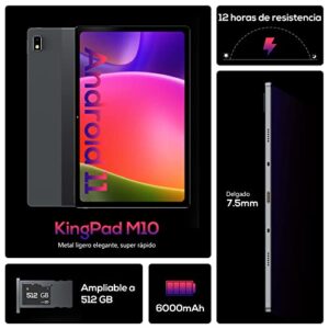 VASTKING KingPad M10 10.36 Inch Android 11 Tablet, 2K Resolution, Octa Core, 4GB RAM, 128GB Storage, 5Ghz WiFi, GPS, 13MP Camera, Full Metal Uni-Body, Mystic Gray