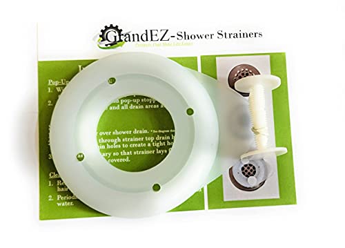 GrandEZ Shower Strainer-Our Hair Catcher Prevents Hair Clogs Immediately, Slips Right Over Your existing pop-up tub Drain or Covers Your Standing Shower Drain Without Moving Out of Place..