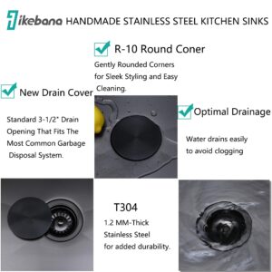 Matte Black Bar Sink 15Inch Stainless Steel Small Wet RV Sink Kitchen Sink 15 x 15 Inches 18 Gauge Single Bowl Workstation Drop in Prep Rv Kitchen Sink With Accessories…