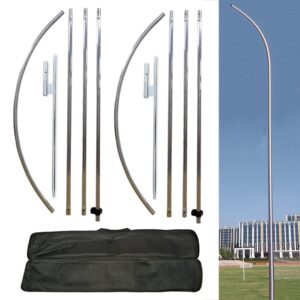 2 packs flag pole kit with heavy duty ground stake for feather flag packed by portable durable travel bag,12 feet complete swooper flag pole kit for business advertising flags outdoor