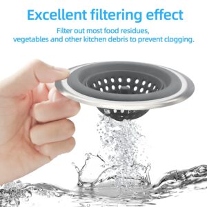 Stainless Silicone Kitchen Set of 2 Sink Strainer, Flexible Silicone Kitchen Sink Drainers, Large Wide Rim 4.5 inch Diameter