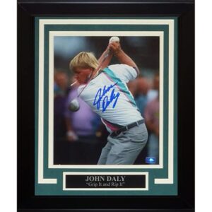 john daly autographed golf (smoking cigarette) framed 8x10 photo - jsa