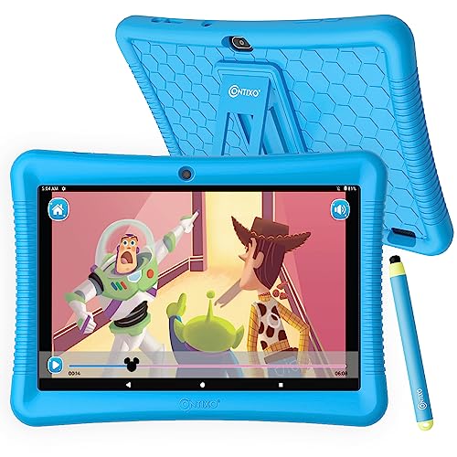 Contixo Kids Tablet K102, 10-inch HD, Ages 3-7, Toddler Tablet with Camera, Parental Control, Android 10, 32GB, WiFi, Learning Tablet for Children, Teacher's Approved Apps and Kid-Proof Case, Blue