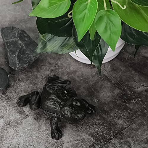 JUXYES Frog Cast Iron Key Hider Outside Spare Door Key Box Outdoor Small Garden Statues Ornament, Frog Indoor Decoration Jewelry Trinkets Box for Key, Ear Studs, Ring, Paper Clip