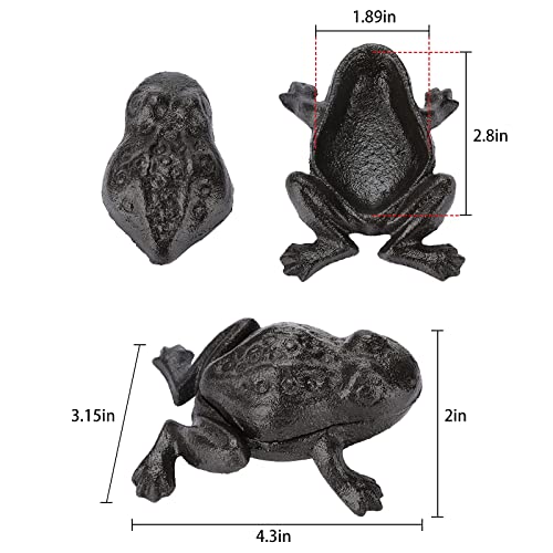 JUXYES Frog Cast Iron Key Hider Outside Spare Door Key Box Outdoor Small Garden Statues Ornament, Frog Indoor Decoration Jewelry Trinkets Box for Key, Ear Studs, Ring, Paper Clip