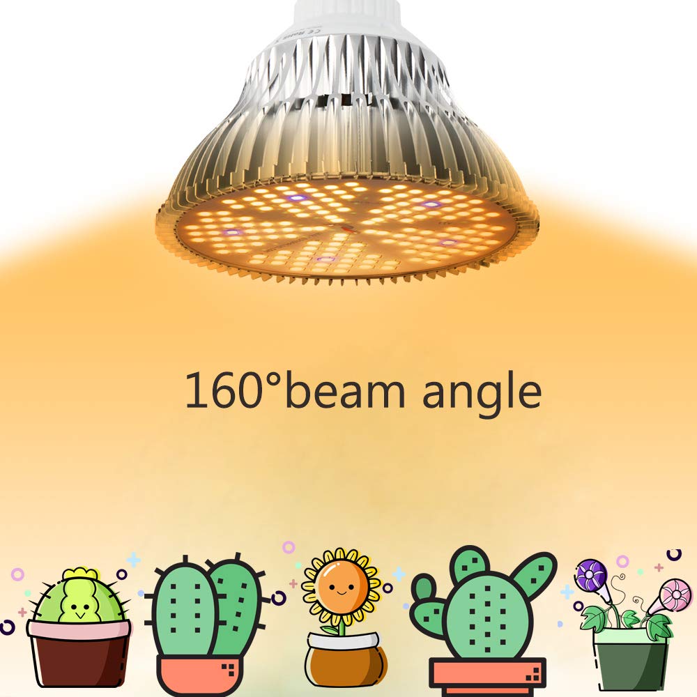 100W LED Grow Light Bulb, 2 Pack Full Spectrum 150 LED Plant Light Bulb for Indoor Plants, E26/27 Base Grow Light Bulbs, 160 Degree Warm Lighting Lamp for Flower Hydroponic Organic Growing Greenhouse