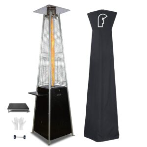 patio propane heater outdoor patio heater 48,000 btu pyramid outdoor heater quartz glass tube propane heater gas patio heaters for outdoor use with wheels,cover,ground nails,detachable table